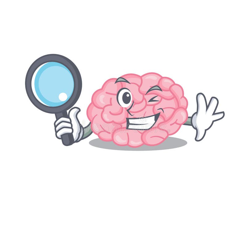 Smart Detective of Human Brain Mascot Design Style with Tools Stock ...