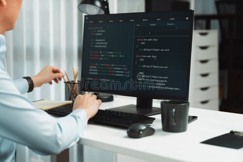 Smart It Developer Looking At Coding Program Application On Computer 6169