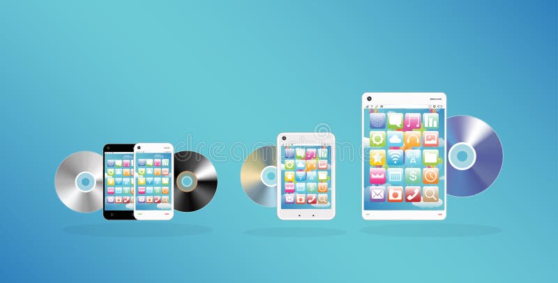 Smart Device with Cd and Dvd Disk Stock Illustration - Illustration of ...