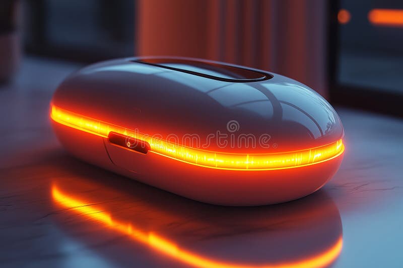 Smart Device Emits Bright Orange Light in Modern Interior Setting ...