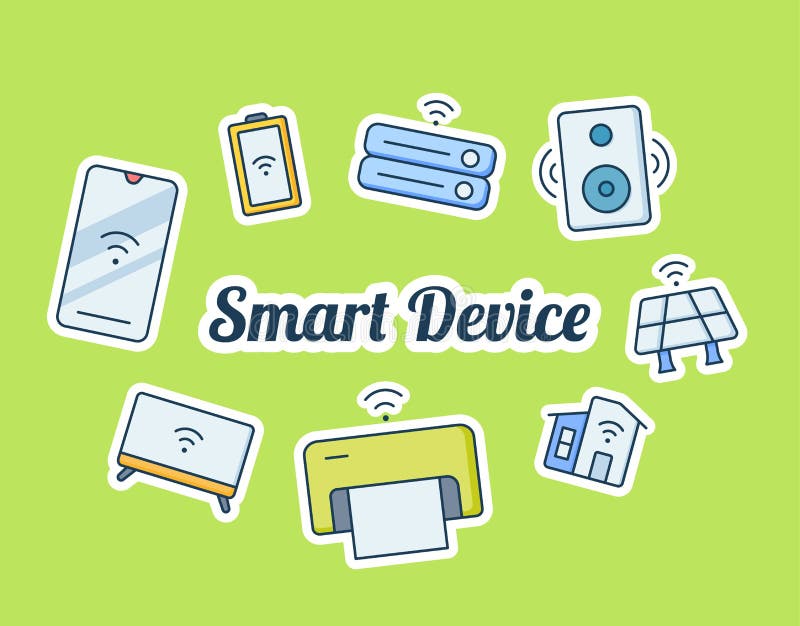 Smart Device Iot Internet of Things Concept with Some Icon Sticker ...