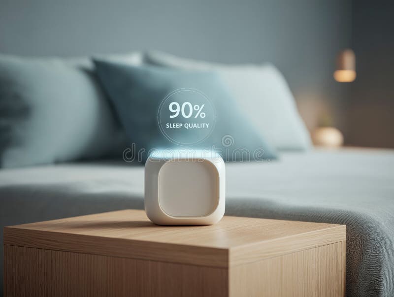 Smart Device Measures Sleep Quality on a Cozy Nightstand Stock ...