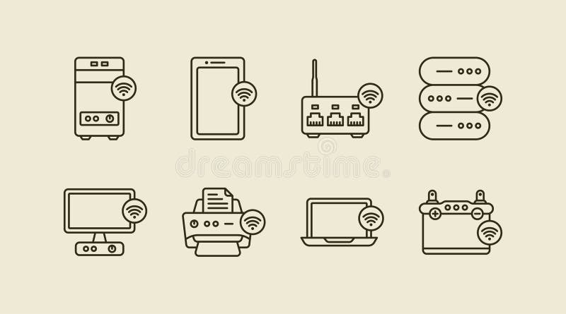 Smart Device with Wifi Access or Connection Represent Line Illustration ...