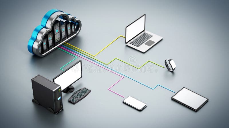 Smart Devices Connected To the Cloud Shaped Servers. Cloud Computing ...