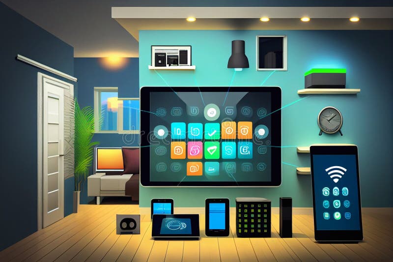 Smart Devices and a Smart Home. AI Generated Stock Illustration ...