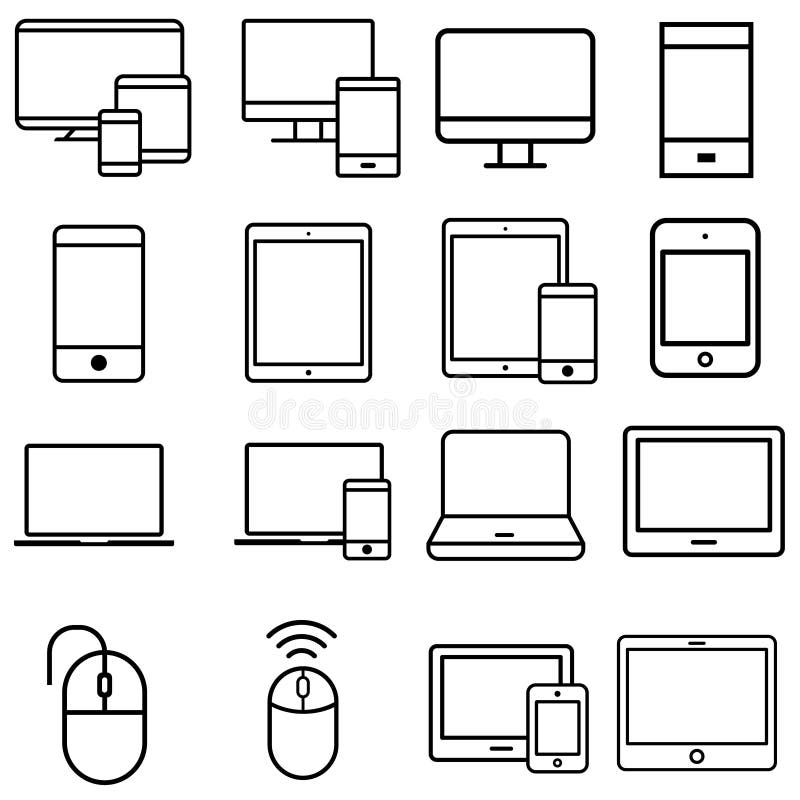 Smart Devices Icons Vector Set. Gadgets Illustration Sign Collection ...
