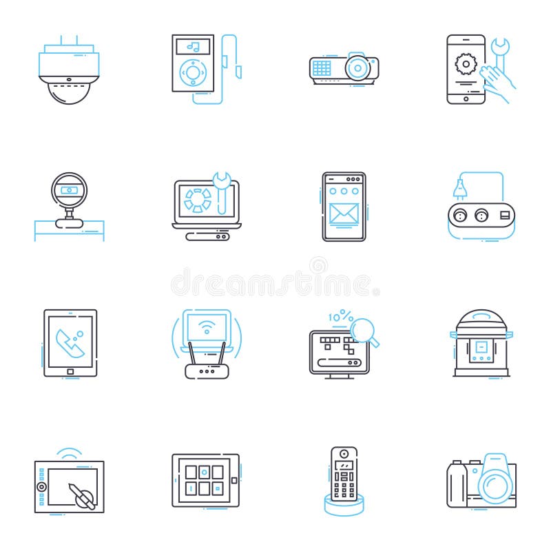 Smart Devices Linear Icons Set. Innovation, Connectivity, Efficiency ...
