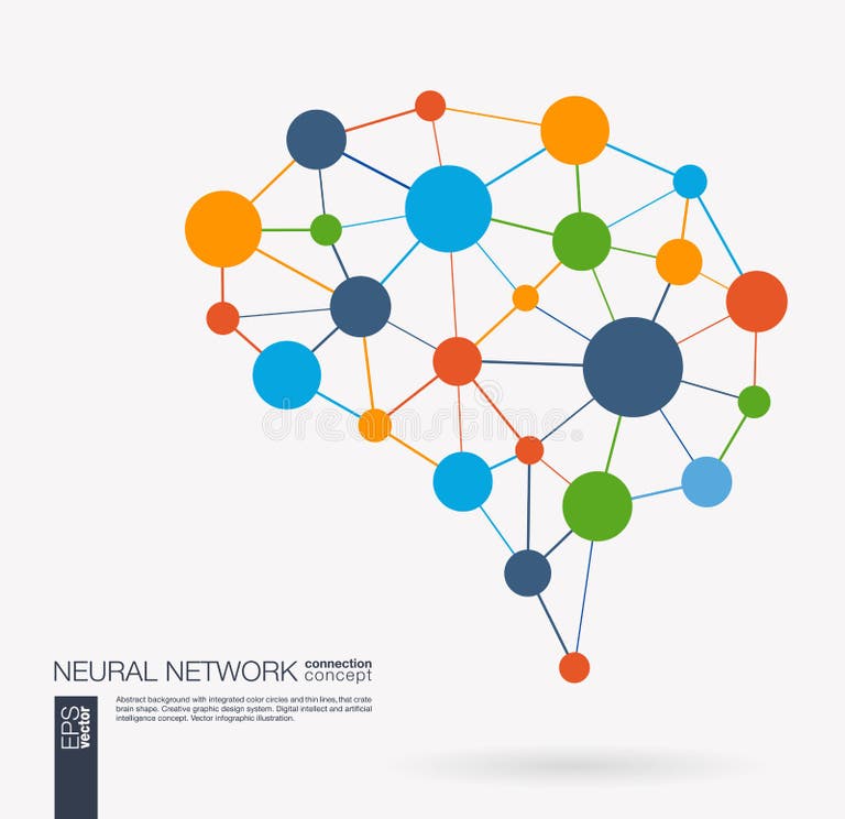 Smart Digital Brain Idea. Futuristic Neural Network Interact Grid ...