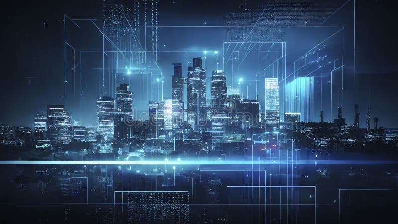 Smart Digital City. Generative AI Stock Illustration - Illustration of ...