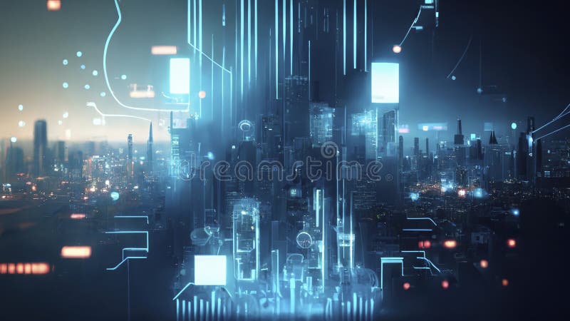 Smart Digital City. Generative AI Stock Illustration - Illustration of ...
