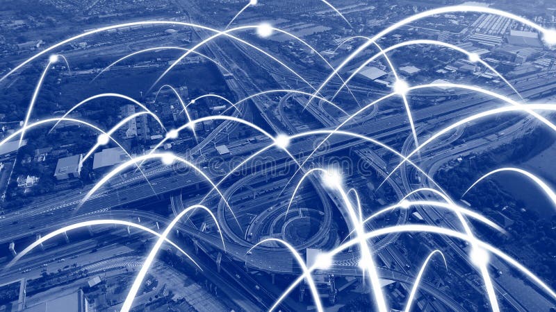 Smart Digital City Highway with Globalization Graphic of Connection ...