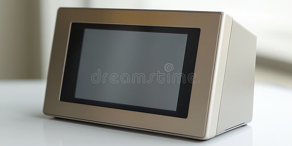 Smart Digital Clock with Touchscreen Display on a Table during the ...