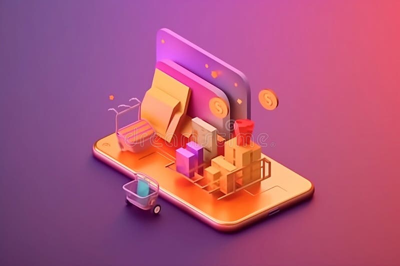 Smart Digital Wallet 3d Isometric View Graphic, Generative AI Stock ...