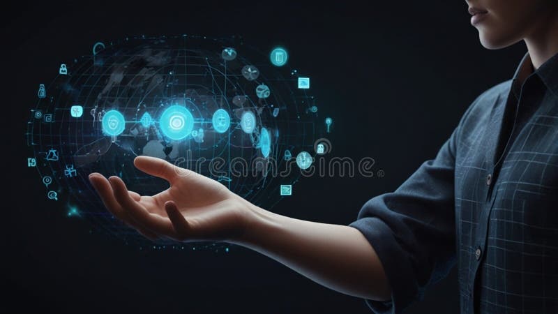 Science and Technology Advancement with Cyber Globe Stock Illustration ...