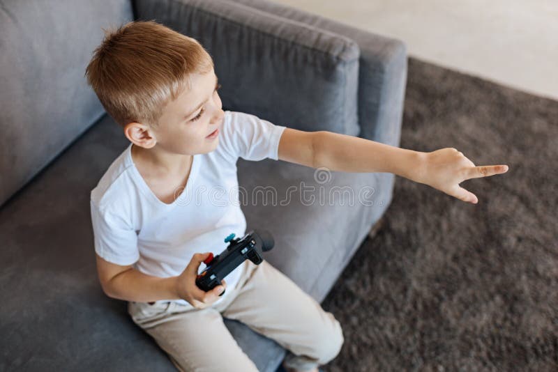 Smart Diligent Boy Working on Game Strategy Stock Photo - Image of ...