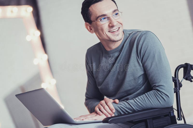 Smart Disabled Guy Spending His Free Time Studying Stock Image - Image ...