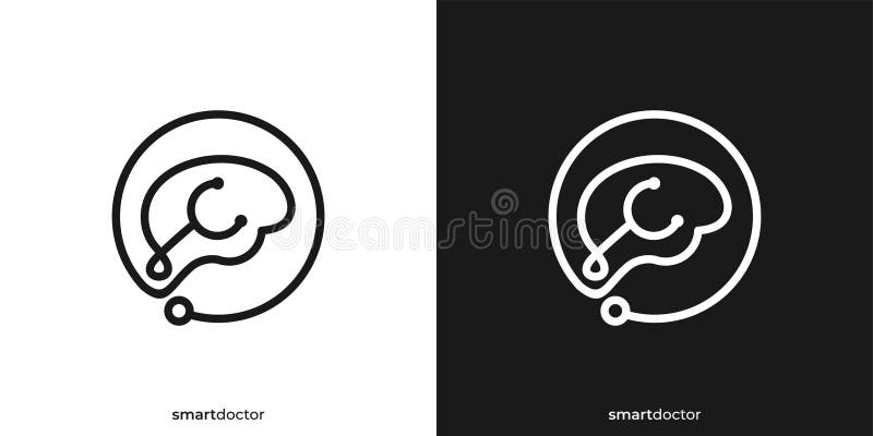 Simple Smart Doctor Logo. Brain and Stethoscope Icon Graphic with ...