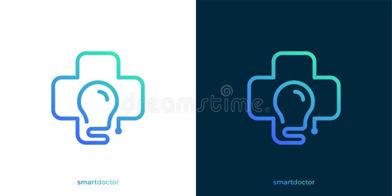 Creative Smart Doctor Logo. Cross Health and Lamp Lightbulb Icon ...