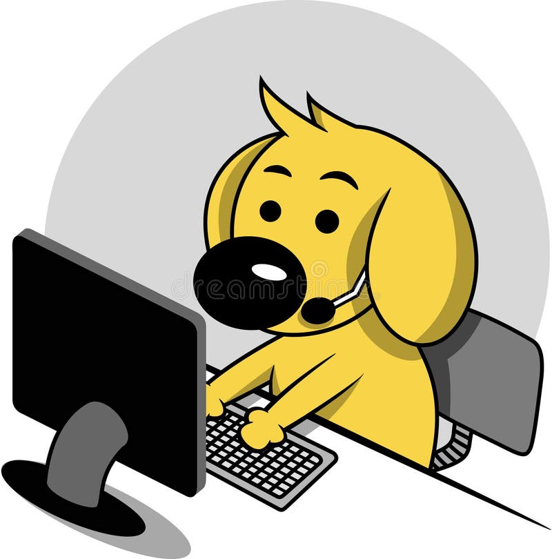 Smart Dog with Computer stock vector. Illustration of cute - 26050524
