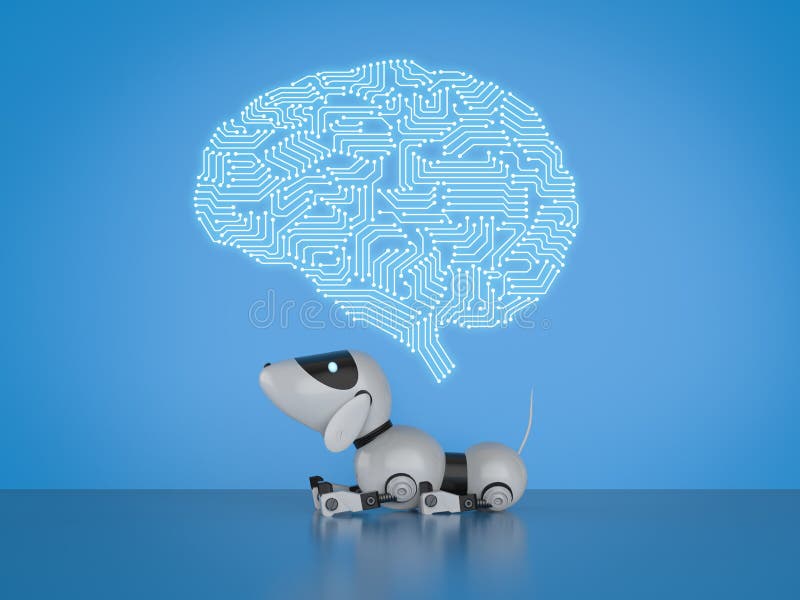 Robot with ai brain stock illustration. Illustration of connect - 108454060