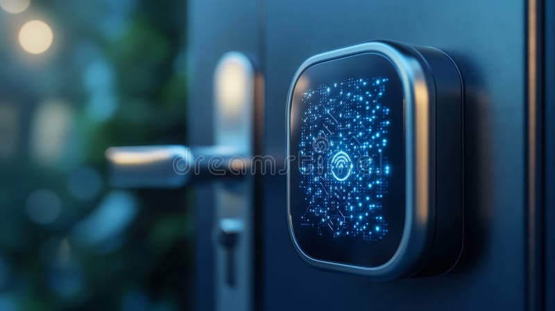 Smart Door Lock with Digital Security Interface Stock Illustration ...
