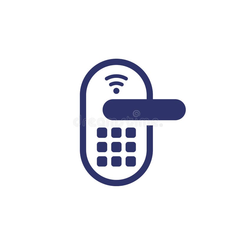 Smart Door Lock Icon on White, Vector Stock Vector - Illustration of ...