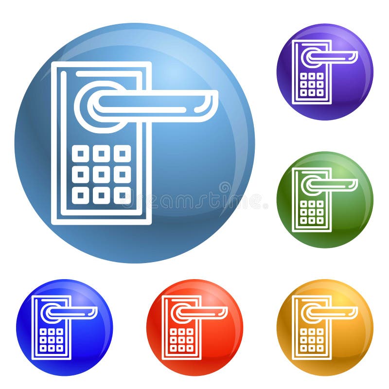Smart Door Lock Icons Set Vector Stock Vector - Illustration of concept ...