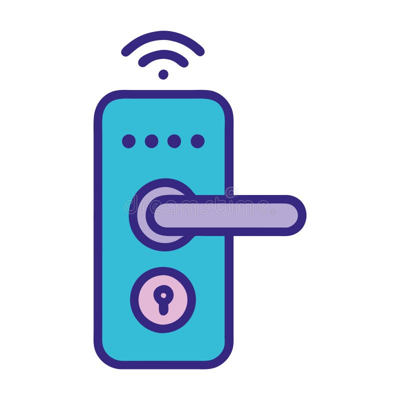 Smart Door Lock Security Illustration Stock Vector - Illustration of ...