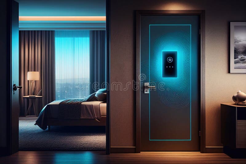 Smart Door for Safety with Technology Application Card. Digital Stock ...