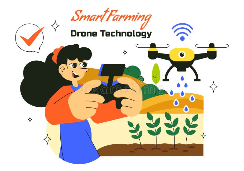 Drone Farming Technology Vector Illustration Stock Illustrations ...