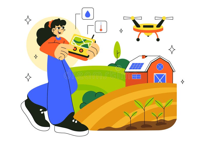 Drone Farming Technology Vector Illustration Stock Illustrations ...