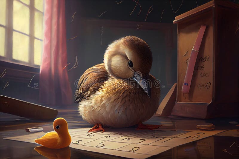 Smart Duck Doing Homework. AI Generated Stock Illustration ...
