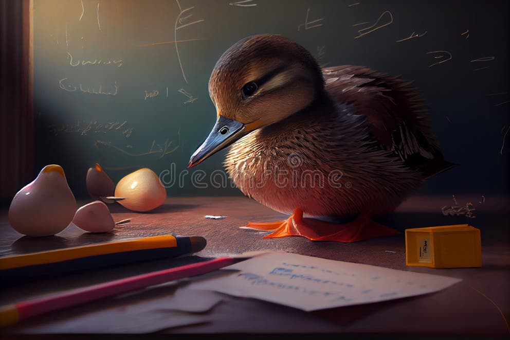Smart Duck Doing Homework. AI Generated Stock Illustration ...