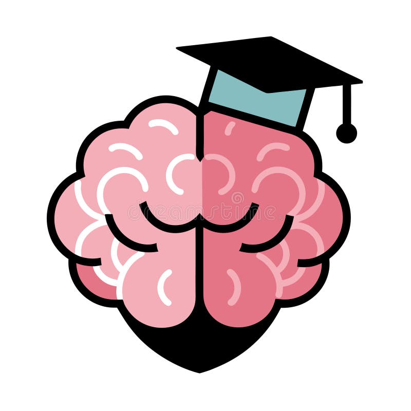 Brain with Graduation Cap Icon Representing Education, Knowledge, and ...