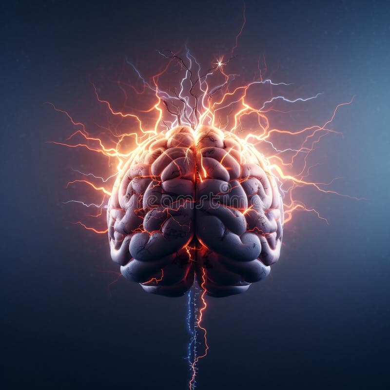 Smart Electric Brain: Lightning Connection. Generative AI Stock ...