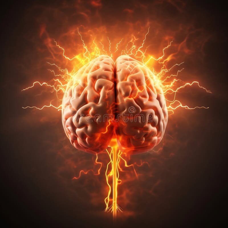 Smart Electric Brain: Lightning Connection. Generative AI Stock ...