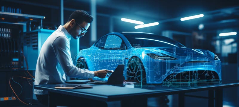 Smart Electric Car Design with Ai System on Hologram, Ev Vehicle ...