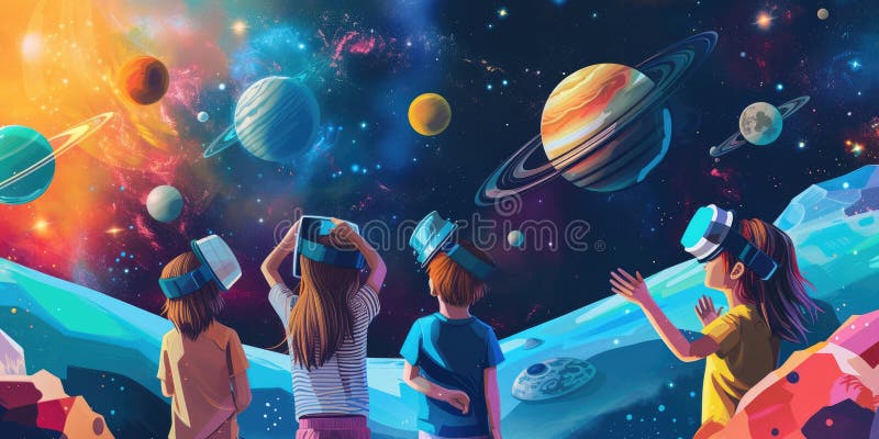 Smart Elementary Student Studying about Astronomy and Space at ...