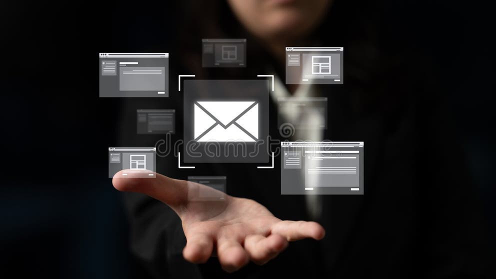 Smart Email System for Professional Productivity Latch Stock Illustration - Illustration of hand ...