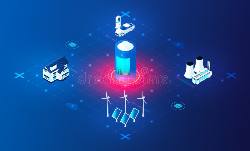 Smart Energy Grid and Virtual Power Plant Concept - 3D Illustration ...