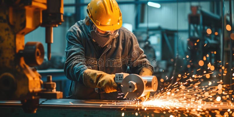 Smart Engineer Checking Machine in Factory while Wearing Safety Helmet ...
