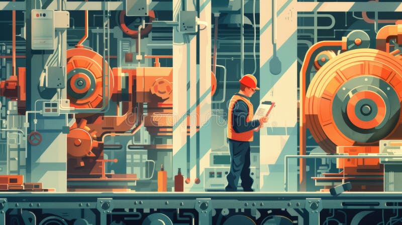 Smart Engineer Checking Machine in Factory while Wearing Safety Helmet ...