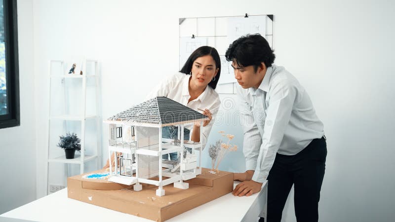 Smart Engineer Team Focusing on Checking the House Model Structure ...