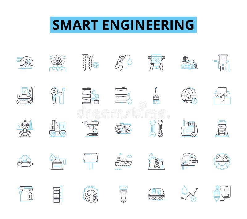Smart Engineering Linear Icons Set. Optimization, Innovation, Automation, Precision ...