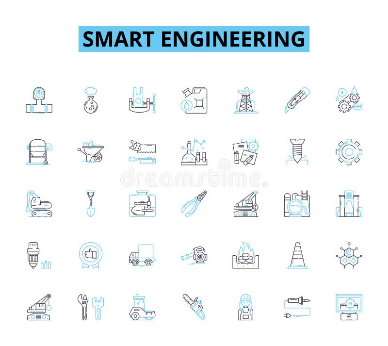 Smart Engineering Linear Icons Set. Optimization, Innovation ...