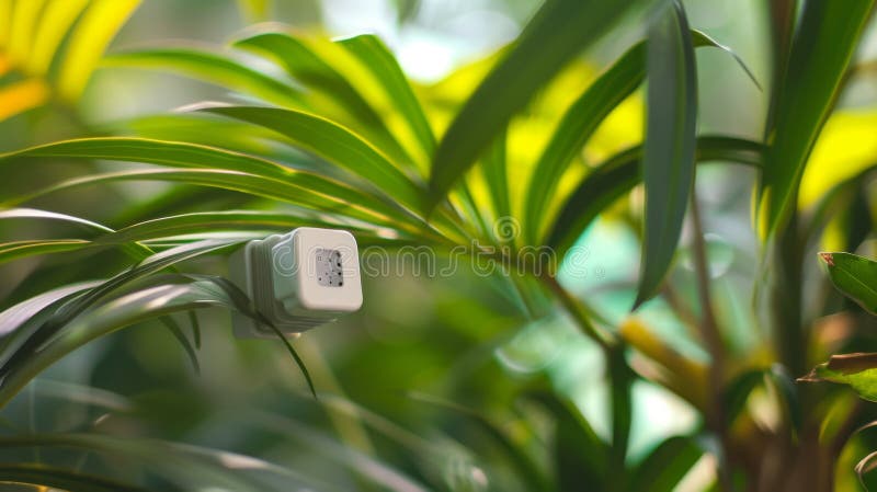 Smart Environmental Sensor in Tropical Plant Setting Stock Photo ...