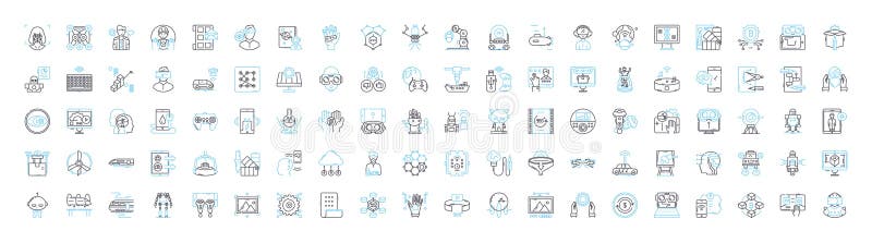 Robotics Industry Linear Icons Set Automation Ai Sensors Servos Grippers Robots