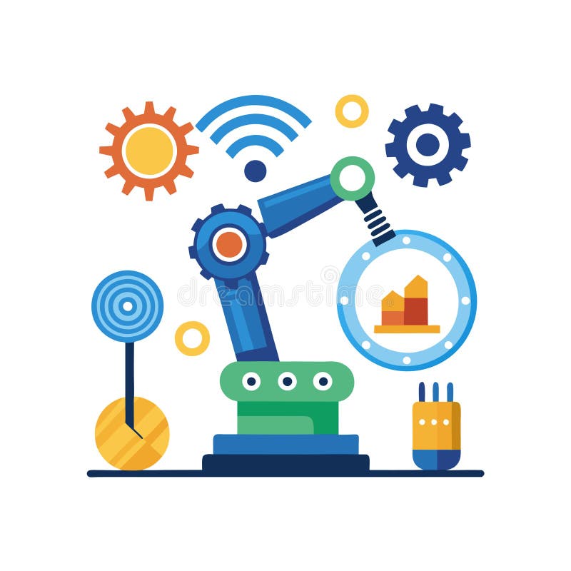 Smart Factory Automation: Robotic Arm and Connectivity Illustration ...
