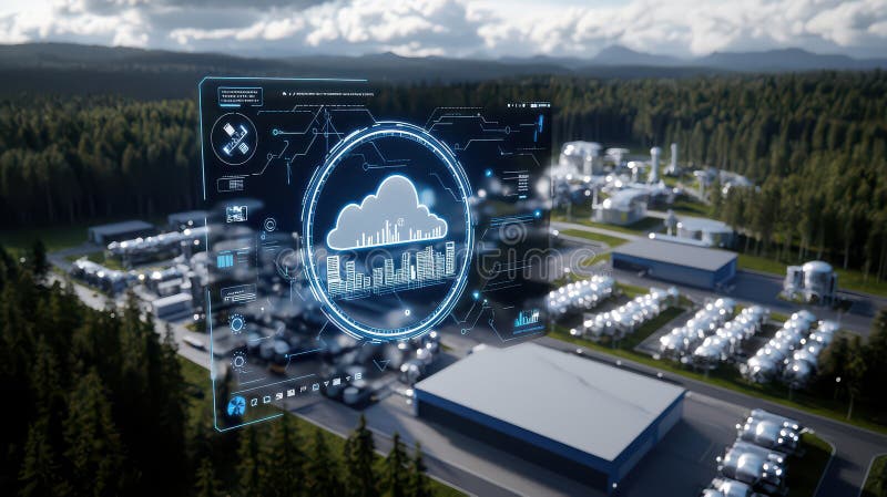 Smart Factory Cloud Computing Data Center Stock Illustration ...