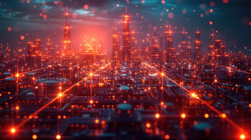 Smart Factory Concept, Abstract Tech Background Stock Illustration ...